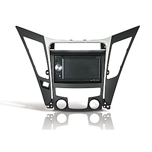 Scosche HY1625B Double DIN & DIN+Pocket Dash Kit Compatible with 2011-13 Hyundai Sonata with Standard A/C Controls Black with Silver Trim