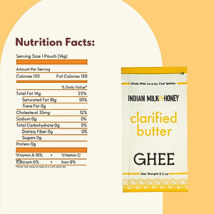 Original Grass-Fed Classic Ghee Butter by Indian Milk & Honey in Portable Packets, 0.5 Ounce (Classic Original Pack - 10)
