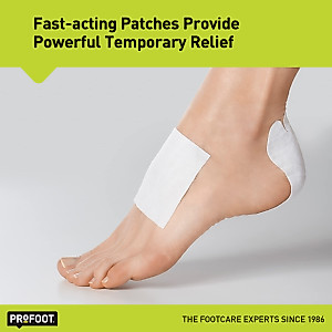 PROFOOT Pain Relief Patches for Foot & Heel Pain, Cooling Camphor & Menthol, Up to 8 Hours Relief from Sprains, Strains & Bruises, 2 Shapes Designed to Fit Feet, 6 Count
