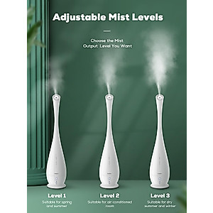 Aiheal Humidifier for Bedroom, 5L Cool Mist Floor Humidifiers for Large Room, Quiet Ultrasonic Humidifier with Smart Humidistat Mode and Essential Oil Diffuser, Baby Humidifiers with Sleep Mode, White