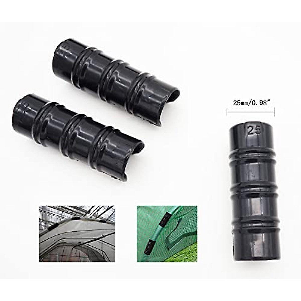Alphami 20pcs Black 25mm Snap-on Clips Garden Construction Pipe Clips Farm Plastic Clips Greenhouse Film Clips