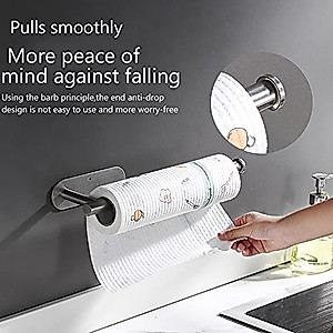 Paper Towel Holder Under Cabinet, 2 pcs Kitchen Wall Mount Stainless Steel Roll Paper Towel Rack