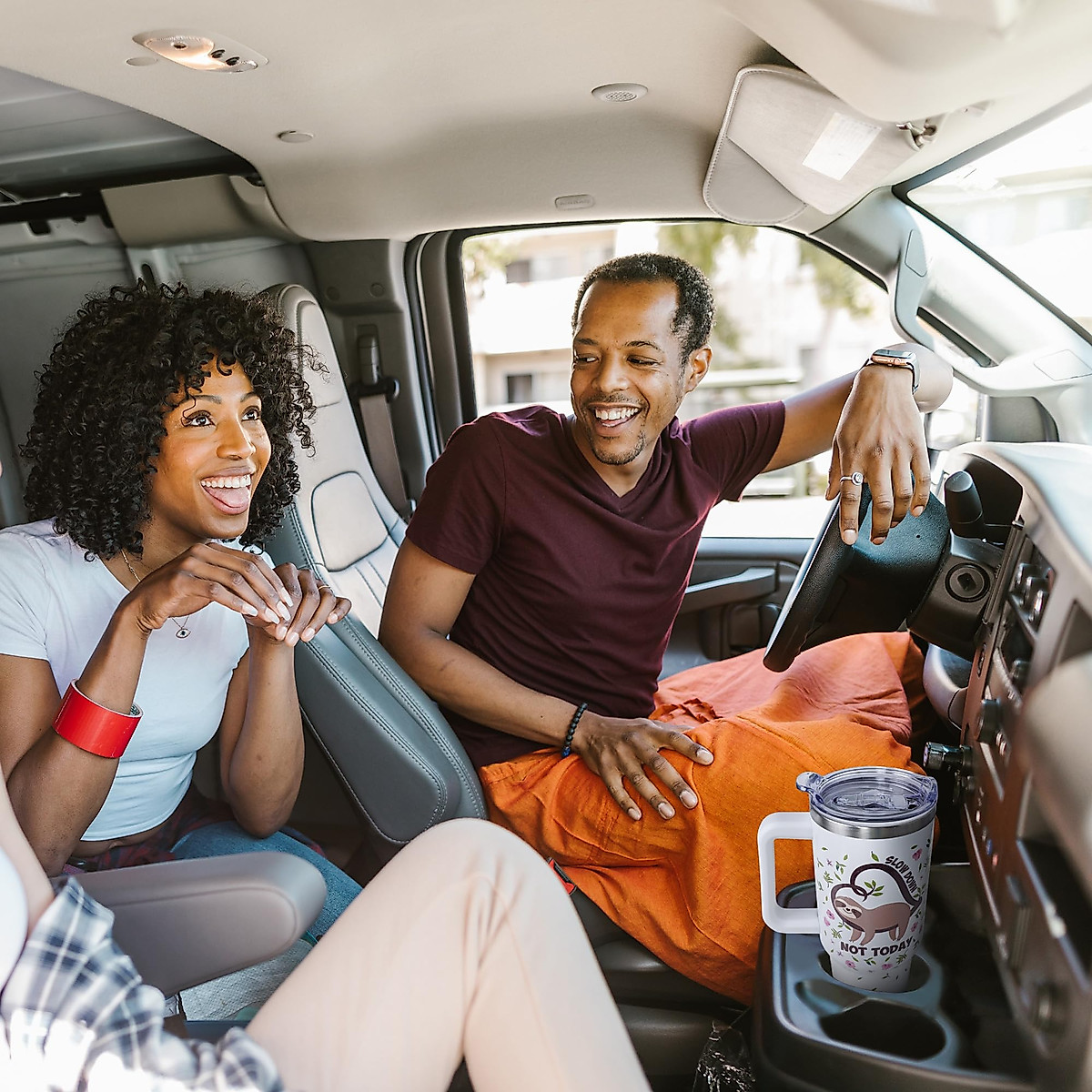 PERRIFIC Sloth Mug 30 oz Tumbler with Handle and Straw Lid Leak Proof - Sloth Coffee Travel Mug with Handle Insulated for Hot and Cold Drink Ice - Birthday Sloth Gifts for Women Stainless Steel Cup