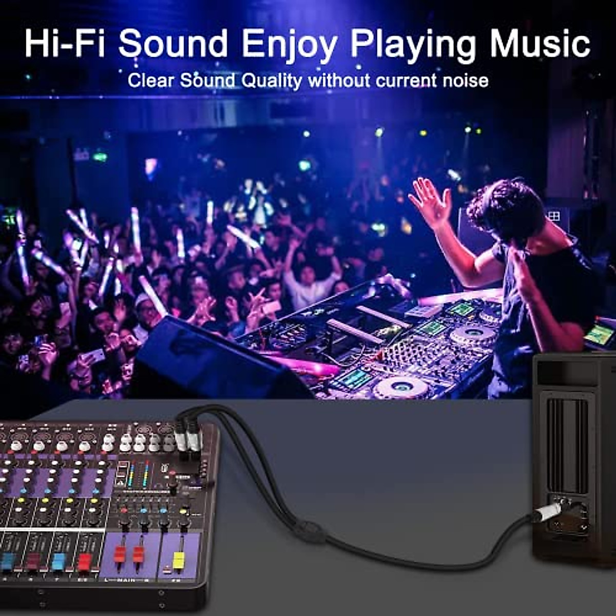 XMSJSIY 6.35mm 1/4 TRS Stereo Female to Dual 6.35mm 1/4 TS Mono Male Y Splitter Cable -50CM/19.68Inch