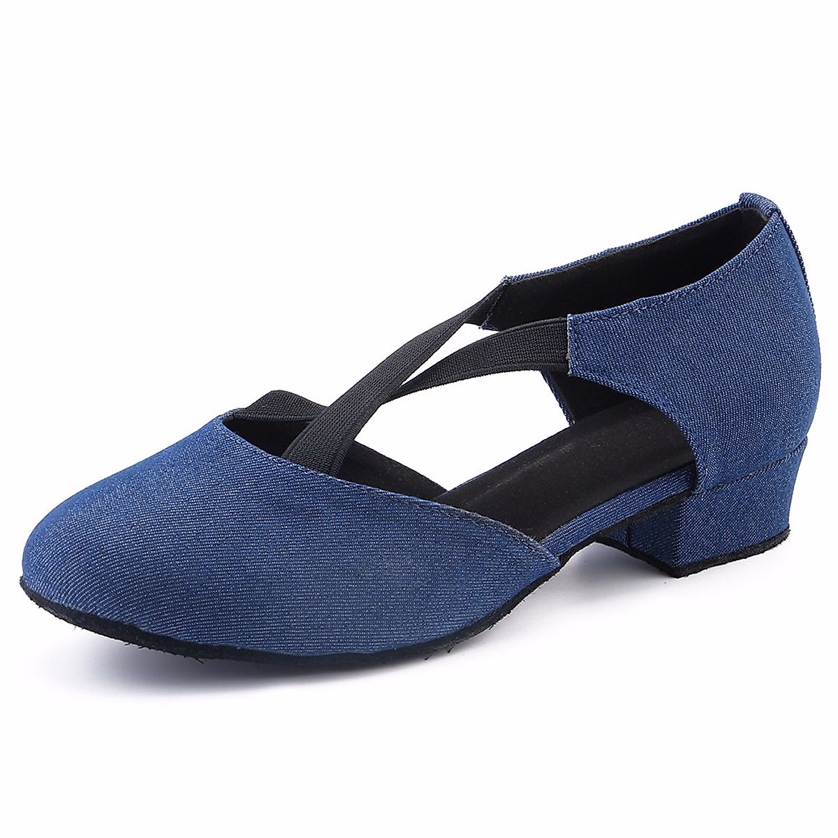 LOVELY BEAUTY Lady's Ballroom fabricmps Dance Shoes,Blue Fabric, 1.4" Heel, 8.5 B(M) US