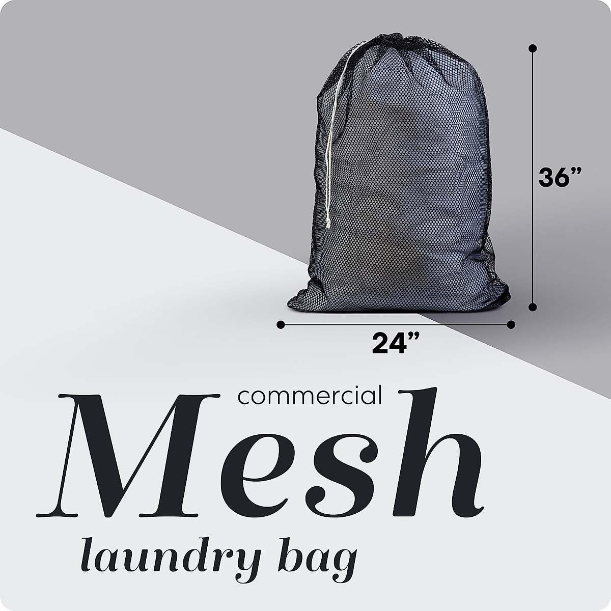 Mesh Laundry Bag - Large 24" x 36" - Durable, Machine Washable with Secure Drawstring Closure - Perfect for College Dorms, Laundromats, Apartments (Black)