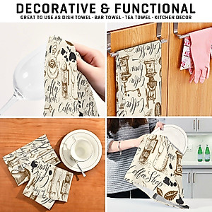 ALAZA Theme of Coffee and Coffee House Decorative Kitchen Dish Towels 1 Piece,Soft and Absorbent Kitchen Hand Towels Home Cleaning Towels Dishcloths,18 x 28 Inch