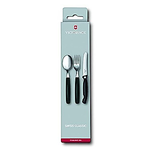 Victorinox Swiss Classic Paring Knife, Fork and Spoon Set Black 3 piece