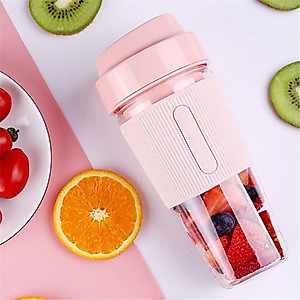 Portable Electric Juicer Blender USB Mini Fruit Mixers Fruit Extractors Multifunction Juice Maker Machine (Pink 4 blades)