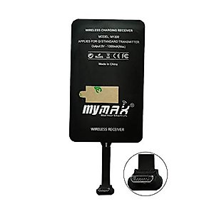 MyMAX – Type A 1300mA Super-Fast Qi Wireless Charging Receiver and Adapter Compatible with Samsung Galaxy, LG, Google Nexus, and Other Micro USB-A Devices (Long Version, Plastic Toothpick)
