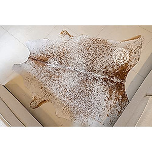 Genuine Salt and Pepper Brown and White Cowhide Rug 6 x 7 ft. 180 x 210 cm