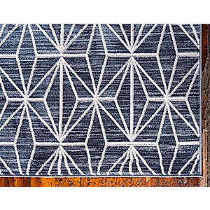 Unique Loom Uptown Collection by Jill Zarin Collection Geometric Modern Navy Blue Area Rug (8' 0 x 10' 0)