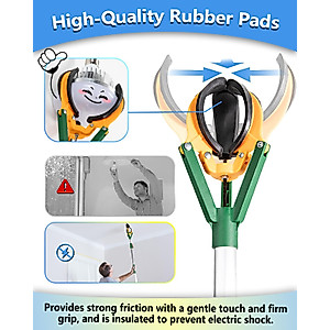 Light Bulb Changer for High Ceilings - High Reach Light Bulb Changer - High Ceiling Light Bulb Changer with Pole - with Anti-Slip Rubber Pads, 3 Claws for Light Bulb Pole Changer for High Ceilings