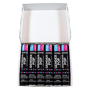 Mona Gender Reveal Confetti Cannon- 6-Pack (3 Blue, 3 Pink) - Gender Reveal Confetti Poppers, Baby Gender Reveal Party Supplies Kit, Great Gender Reveal Ideas