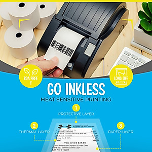 FHS 3 1/8” X 230’ Thermal Paper for Receipts - 32 Rolls of Receipt Paper Compatible with Wide Range of POS Systems for Small Business – Use as Receipt Paper, Cash Registers Printer, ATM Machine