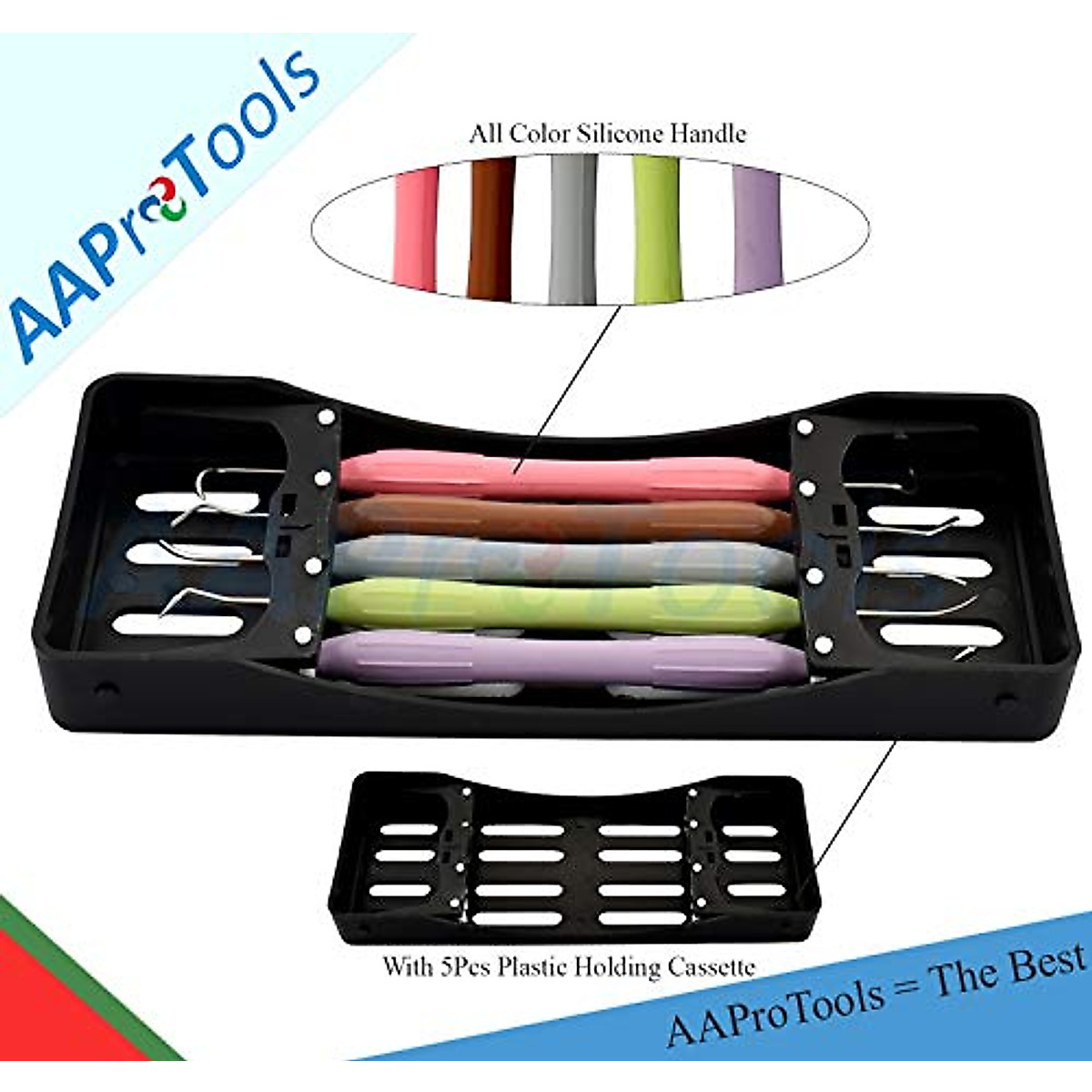 AAProTools Silicone Handle Dental Composite Filling Instruments Kit 5pcs Tools DN-2285