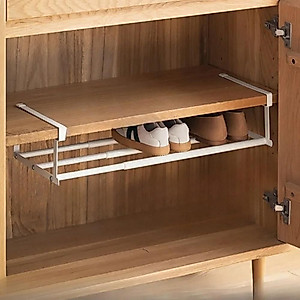 Generic 1PCS Shoe Storage Rack,Retractable Shoe Cabinet Simple Partition Shoe Tray Multi-Purpose Cabinet Class Shelves Hanging Shoe Basket(White), AM0XEB0L07TUS