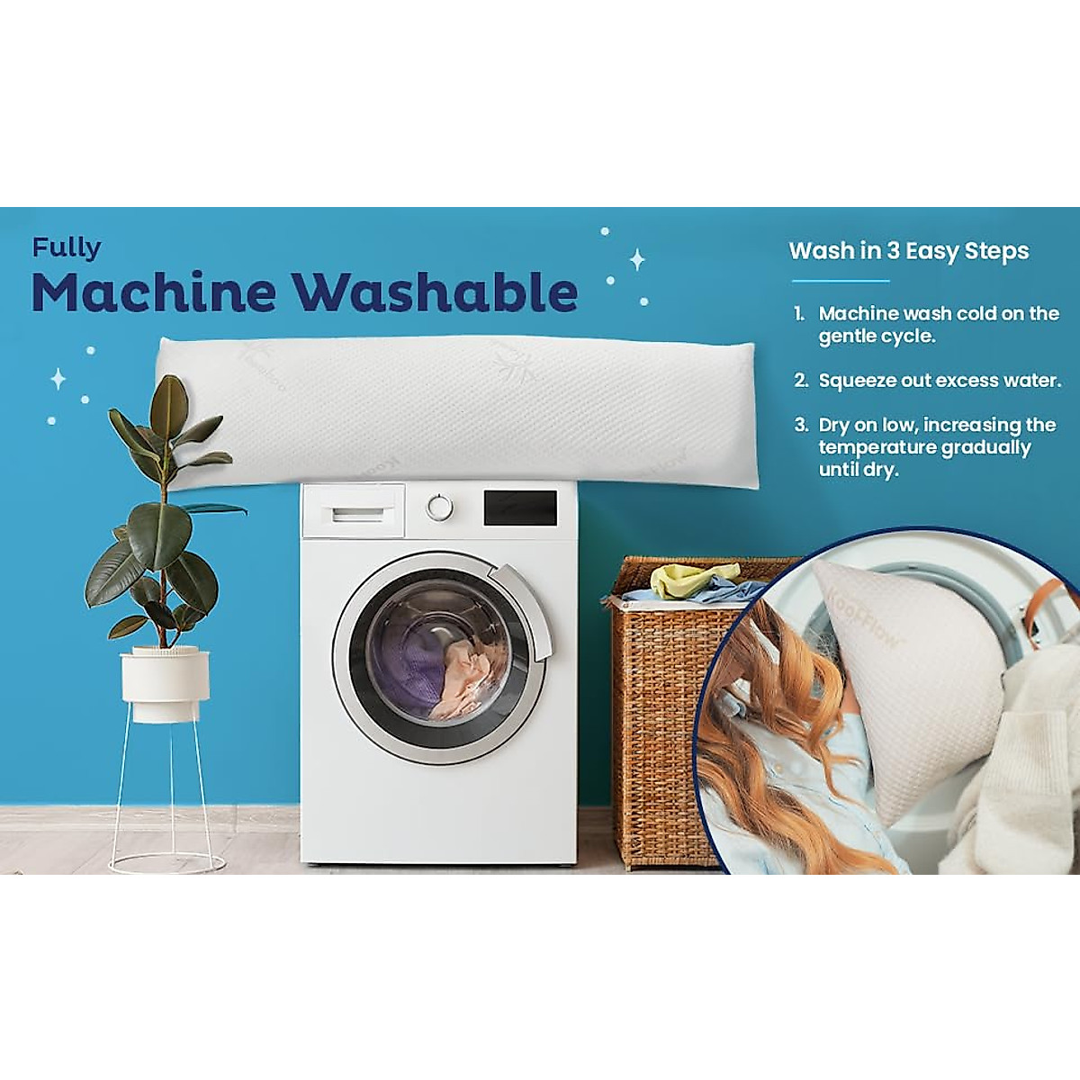 Snuggle-Pedic Long Body Pillow for Adults - Big 20x54 Pregnancy Pillows w/ Shredded Memory Foam & Bamboo Cooling Pillow Cover - Cuddle Pillow for Bed, Firm Maternity Side Sleeper Pillow Insert to Hug