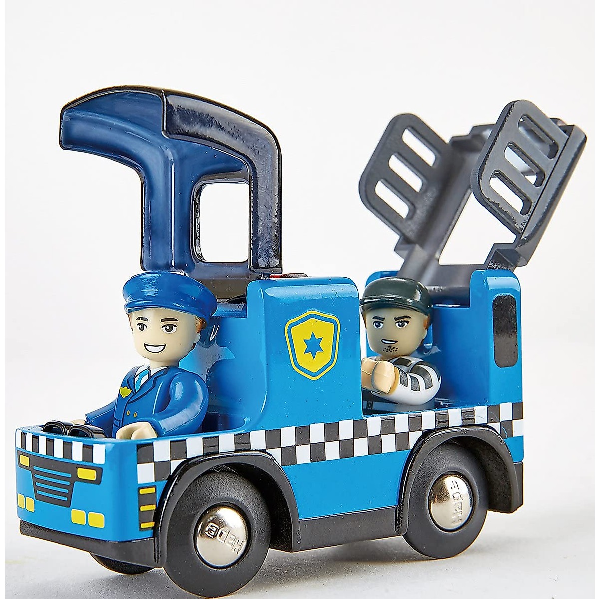 Hape Police Car with Siren | 3Piece Cops & Robbers Play Set with Action Figures