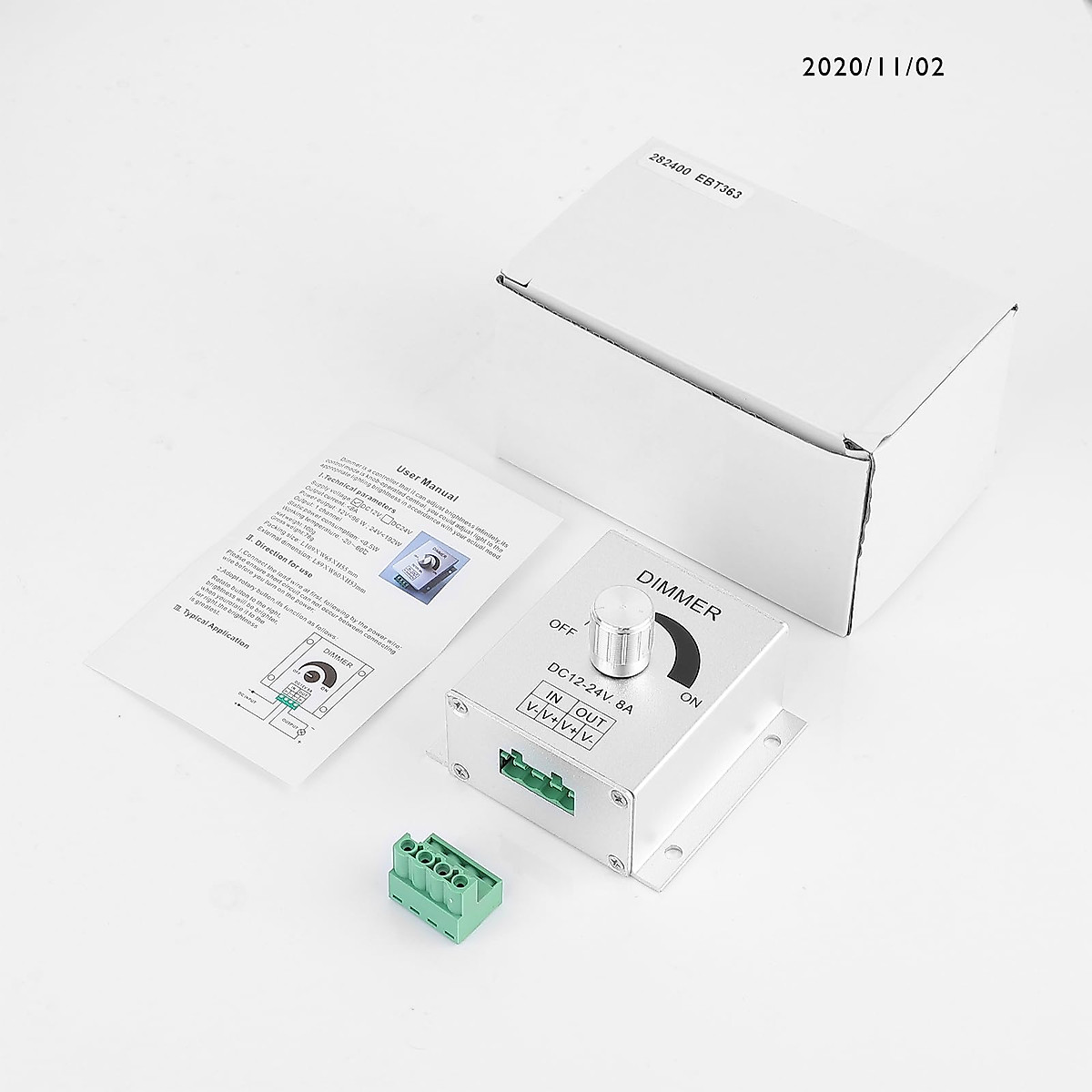 SUPERNIGHT 12V Dimmer Switch, Dimmer Knob Aluminium Case DC12V-24V 8A Single Channel Knob Dimmer Controller for LED Strip Bulb Lamp Light 5050 3528 5630 Single Color LED Strips