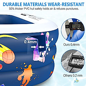 Inflatable Swimming Pool, Basketball Hook Family Full-Sized Inflatable Pools, 118" x 72" x 22" Blow Up Kiddie Pool for Kids, Adults, Babies, Toddlers, Outdoor, Garden, Backyard (Basketball Cartoon)