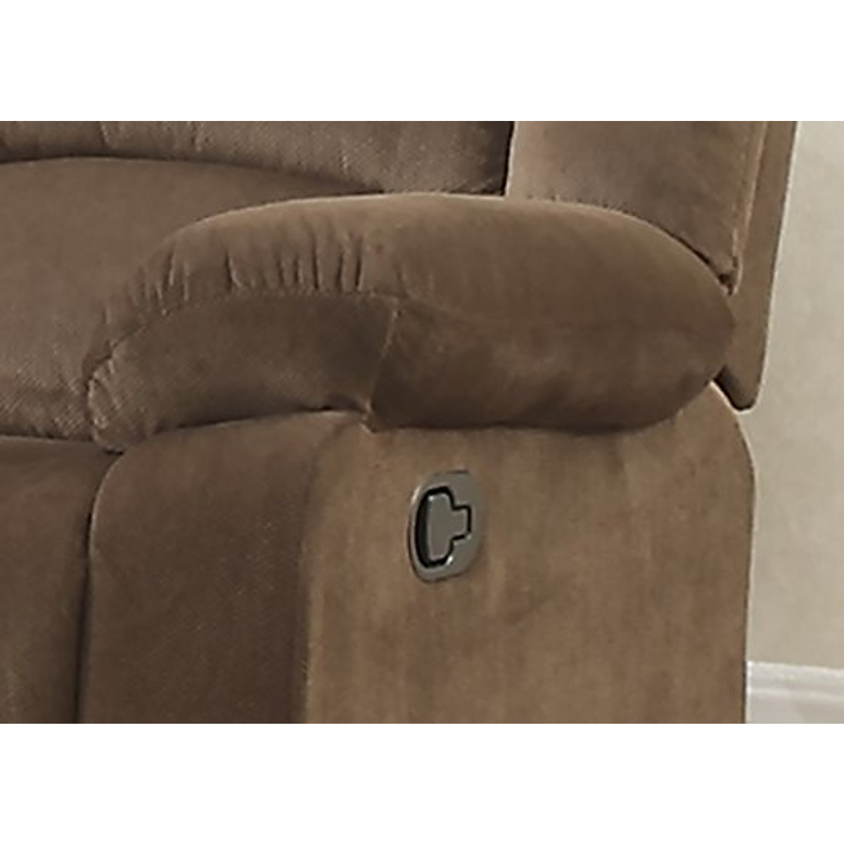 AC Pacific Bill Modern Upholstered Living Room Manual Recliner with Padded Pillow Top Armrests & Reclining Seat, Loveseat, Brown