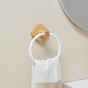 Wooden Bathroom Hardware Sets Towel Ring Rack Paper Holder Towel Bar Hook Shelf Bathroom Accessories White Kit,Towel Ring