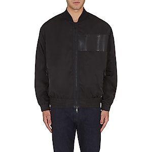 A | X ARMANI EXCHANGE Men's Colorblocked Pieced Bomber Jacket, Black, Large
