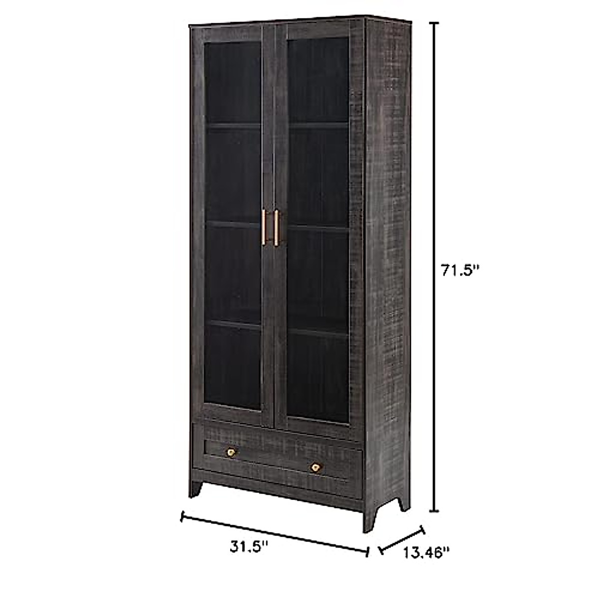 Home Source Display Storage Cabinet in Black with Glass Doors