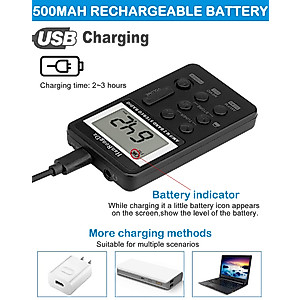 HanRongDa Portable Radio AM/FM Walkman with Excellent Reception and Stereo Sound, Pocket Radios with 58 Preset Stations, Built-in 500mAh Battery for Walking, Jogging, Mowing and Traveling HRD-103