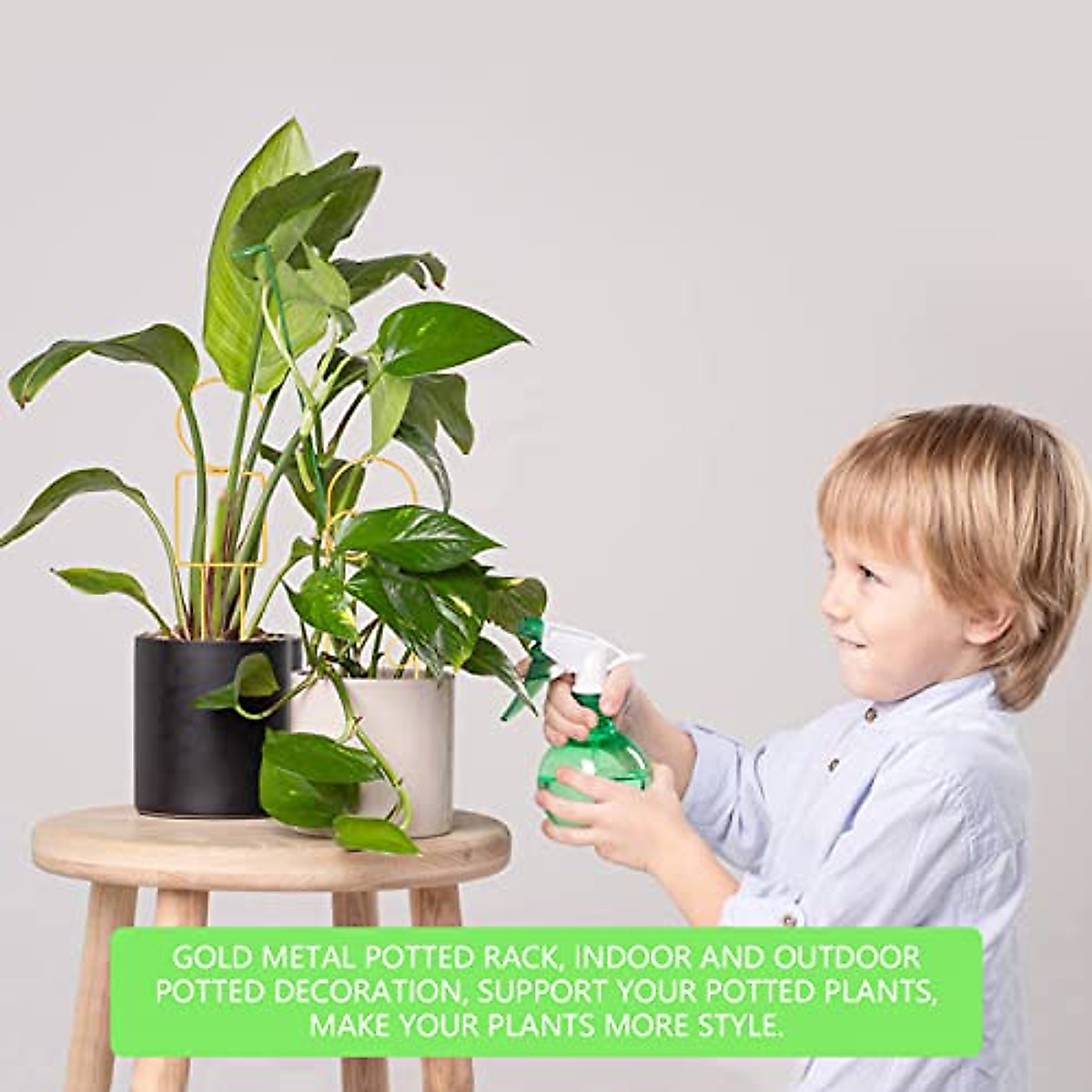 4 Pcs Small Metal Trellis for Potted Plants, 14in Mini Plant Trellis for Climbing Plants Indoor, Gold Plant Trellis Plant Support Stakes for Indoor Small Flowerpot, Garden Potted Plant