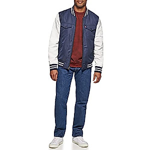Levi's Men's Colorblock Varsity Bomber Jacket, Navy/White Patch, Large