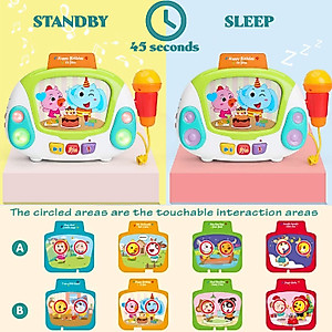 Musical Toys Jukebox Karaoke Singing Machine | Baby Music Story Time Box w/Microphone | Player with Recording & Voice Changing Function | Early Development Educational Toys for Kids