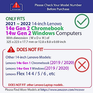 mCover Case Compatible for 2021~2022 14" Lenovo 14e Chromebook Gen 2 / 14w Windows Gen 2 Series non-2-in-1 Computers ONLY (NOT Fitting Any Other Lenovo Models) - Pink