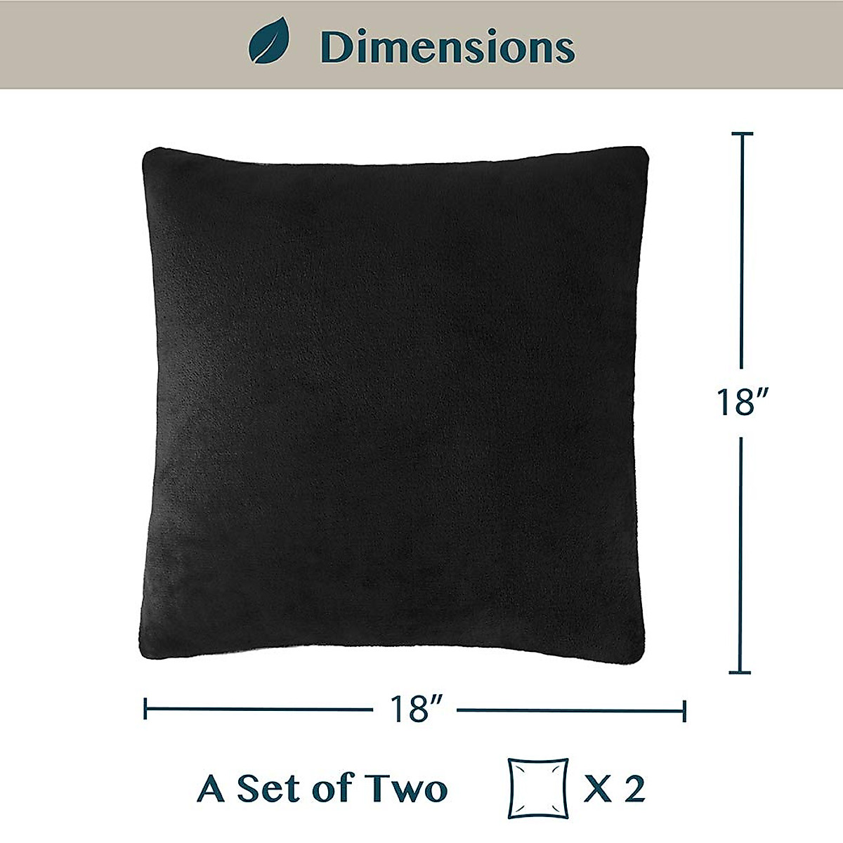 PAVILIA Black Throw Pillow Covers 18x18 Set of 2, Decorative Pillow Cases for Bed Sofa Couch, Boho Aesthetic Accent Decor Cushion for Bedroom Living Room, Velvet Square Euro Sham Covers, Solid Black
