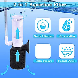 FORKPIE 2PCS Mini Aquarium Sponge Filter, Betta Shrimp Nano Fish Bio Foam Filter, Quiet Internal Fish Tank Filter for Fresh/Saltwater/Small Fish Tank Oxygenation Filtration