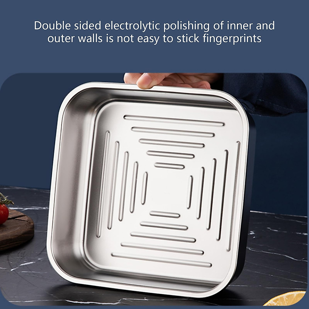 ATRDTO Stainless Steel Food Storage Containers with Lids Airtight Food Containers with Handle Metal Food Prep Containers for Freezer Fridge Oven Dishwasher Safe 95oz