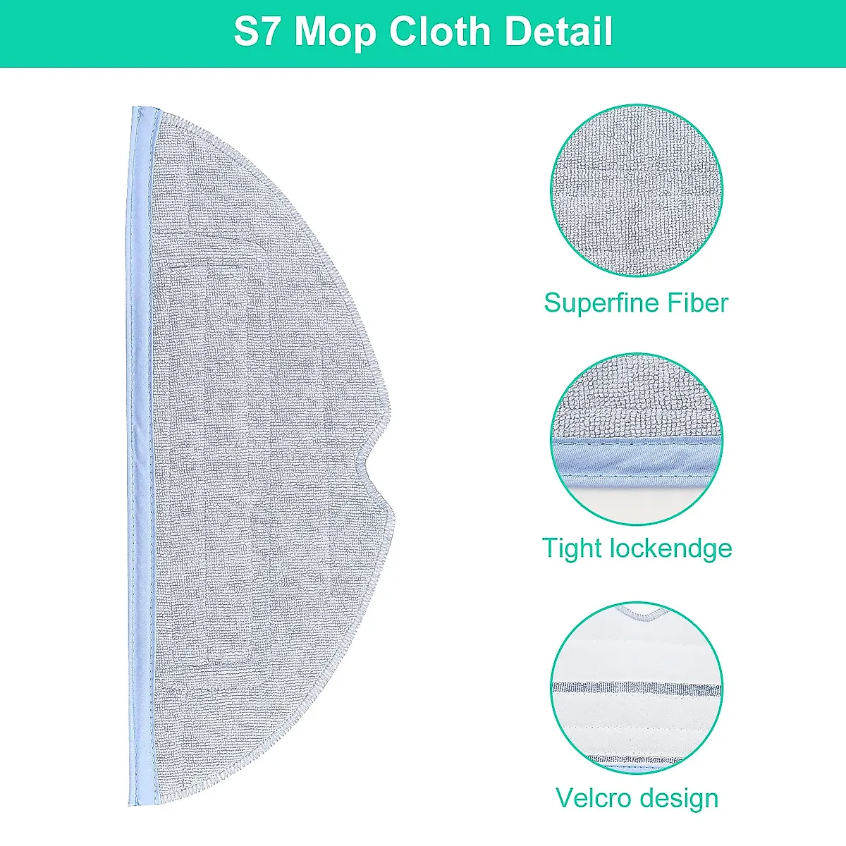 8Pcs Mop Cloth Pad for Xiaomi Roborock S7 S7 + S7 MaxV, S7 MaxV Plus, T7S T7 plus T7S plus Robot Vacuum Cleaners Microfiber Vacuum Mop Replacement Pads