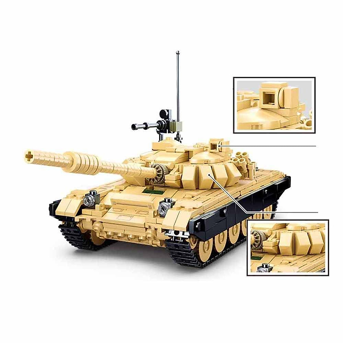 DAHONPA T-72B3 Main Battle Tank Army Building Block(770 PCS),WW2 Military Historical Collection Model with 3 Soldier Figures,Toys Gifts for Kid and Adult.