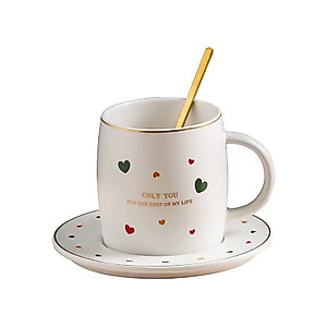 Namyuk 14 Oz Fine China Tea Cup Coffee Cup with Spoon and Saucer Set, Espresso Cups Coffee Mugs Tableware