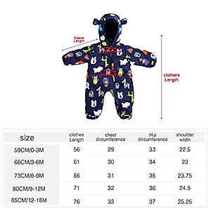 DDY Baby Girl Boy Hooded Romper Snowsuit with Booties Jumpsuit Infant Onesie Winter Outfits Jacket 6-9 Months