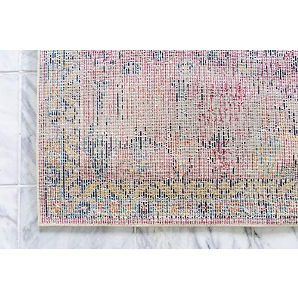 Unique Loom Monterey Collection Vintage Bohemian Inspired with Distressed Tribal Design Area Rug (5' 0 x 8' 0 Rectangular, Pink/ Yellow)