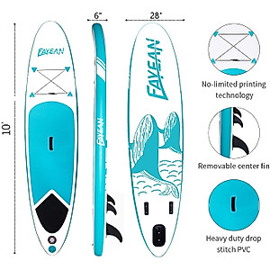 FAYEAN Inflatable Stand Up Paddle Board 10' x 28''x 6'' SUP ISUP Round Board Include Hand Pump, Paddle, Backpack, Coil Leash,Carry Bag, Repair Kit and Waterproof Case (Blue Whale)