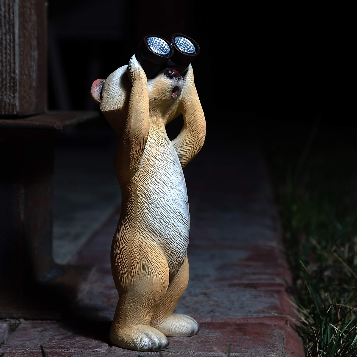 Blazin' Bison Garden Animal Solar Eyes | Meerkat Figurine | Patio Animal Decor | Yard, Balcony, Deck | Weather Resistant | Meerkat Gifts | Auto On/Off