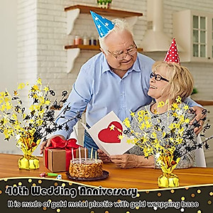 3 Pieces Happy 40th Birthday Centerpieces for Tables 40th Wedding Anniversary Party Supplies Metallic Gold Gleam for 40 Years Old Party Table Decorations, 14 Inches