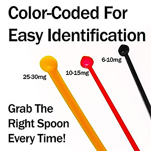 BPA-Free, Versatile Micro Scoop Variety 3pk. Get 1 of Each Size 6-10mg, 10-15mg, And 25-30 Milligrams Measuring Spoons. Mess-Free Nootropic Supplement Powder Measurement. Best Value Capsule Spoons!
