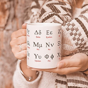 TWISTED ENVY Greek 24 Alphabet Educational 15 OZ Ceramic Mug for Coffee, Tea - Greek Letters Education Novelty Cup for Students, Teacher, Friends, Funny Gifts