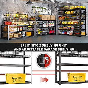 REIBII 84" H Garage Shelving, 6-Tier Garage Storage Shelves Heavy Duty Shelving Loads 3500LBS, 48" W Adjustable Garage Shelves Metal Shelving Storage Shelf Industrial Shelving 84" H x 48" W x 20" D