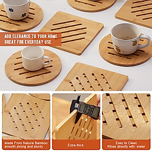 GHWIE Bamboo Trivet with Stand -Heat Resistant Pot Holders for Kitchen,Multi-Purpose Hot Pads,Hot Plate Mats,Large Stove Mat-Air Fryer Accessories and Trivets for Hot Dishes,4 PCS