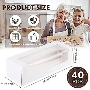 Cookie Boxes Swiss Roll Cake Box Cake Boxes White Bakery Boxes with Clear Display Window Mini Cupcake Box Pastry Packaging Box for Chocolate Cupcakes Breads Muffins Pastries Donuts (40 Pieces)